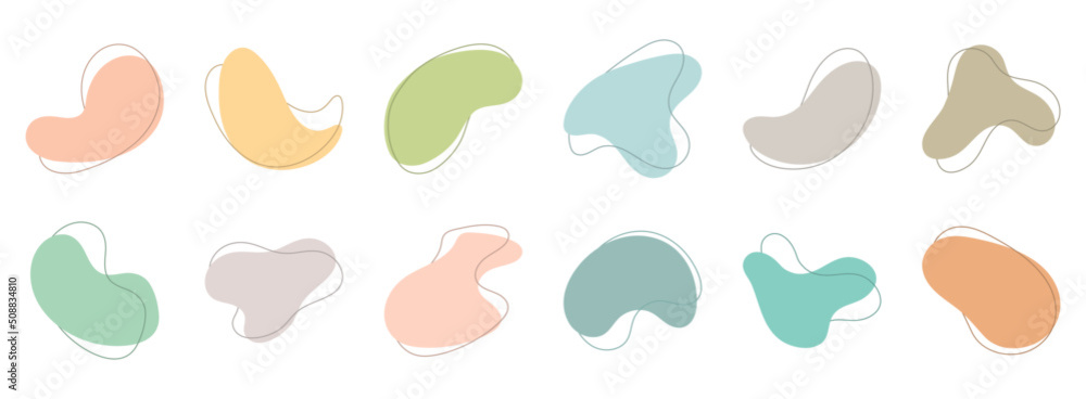 Muted color abstract organic shapes. Hand drawn blob elements ...