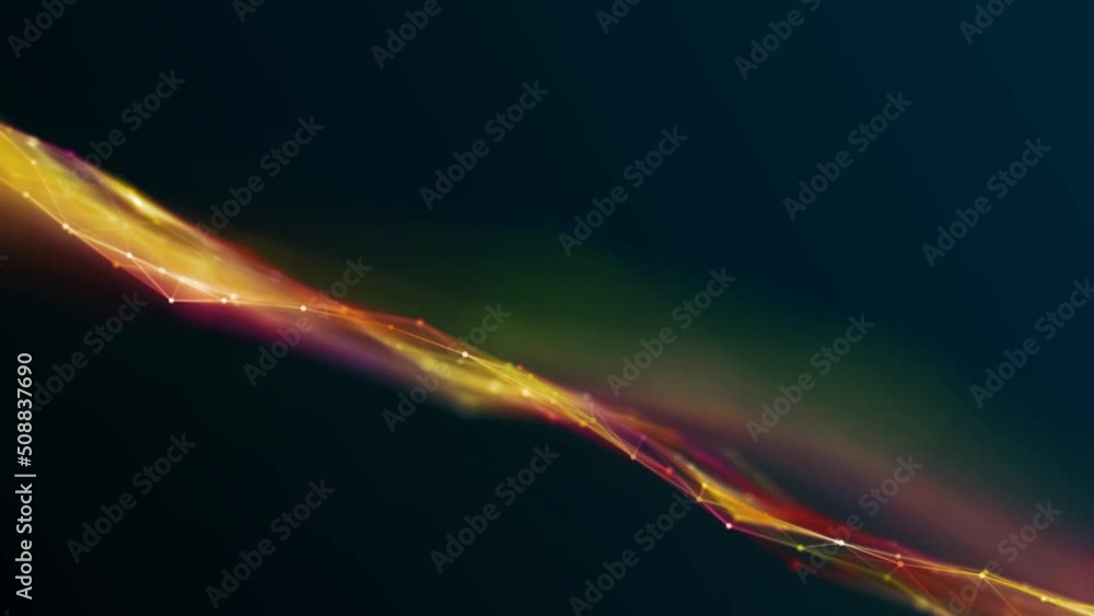 Animated neon background frame. Moving flow of wave cosmic energy ...