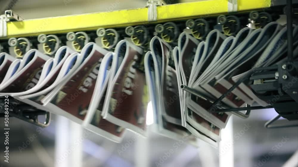 Dynamic process of newspaper printing in large typography. Fresh ...