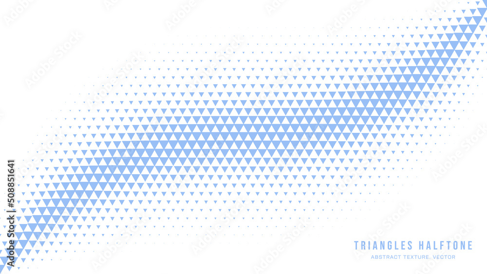 Triangles Halftone Geometric Pattern Vector Smooth Curved Border White Blue Abstract Background