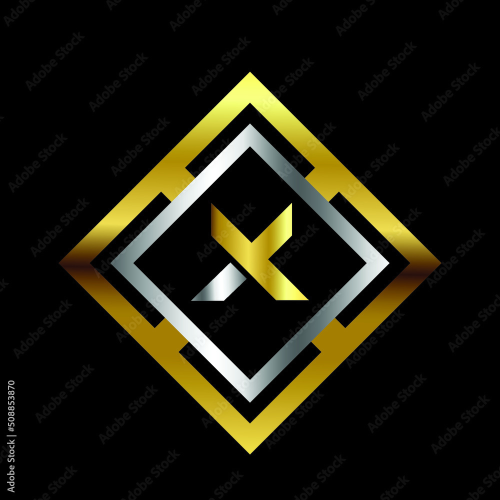 Premium luxury Vector elegant gold and silver font Letter X Template ...