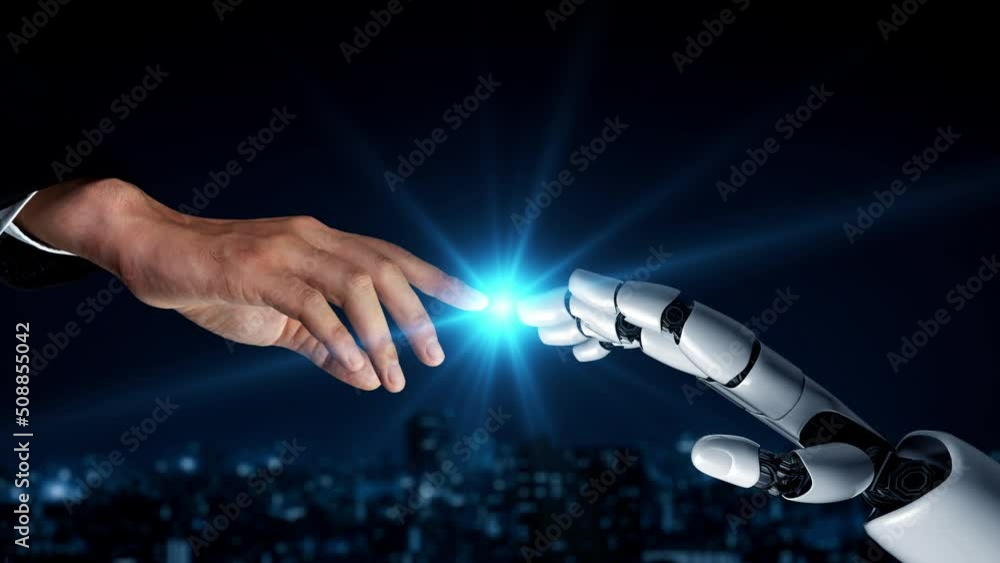 Futuristic robot artificial intelligence enlightening AI technology ...