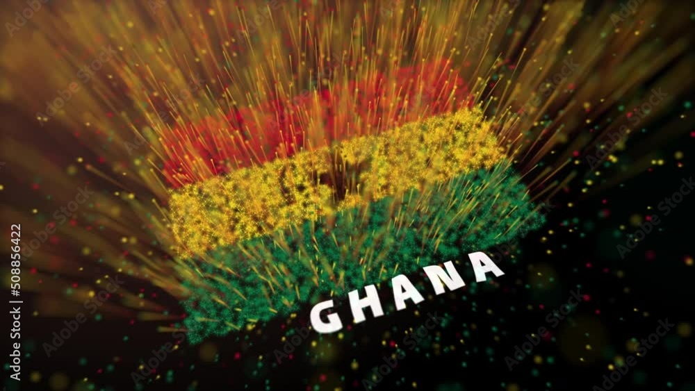Animation video of the country Ghana's flag displayed through tiny ...
