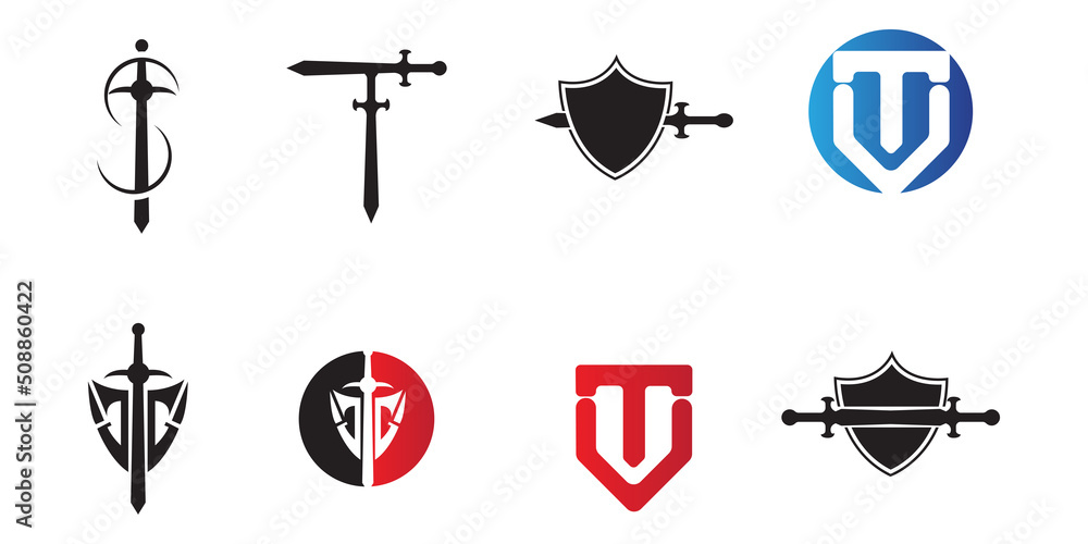 cutting tool war sword logo vector symbol Stock Vector | Adobe Stock