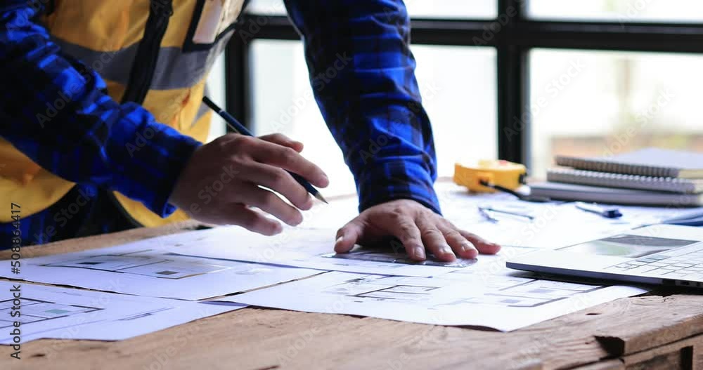 engineering, engineer, designer, businessman, blueprint, 4k ...
