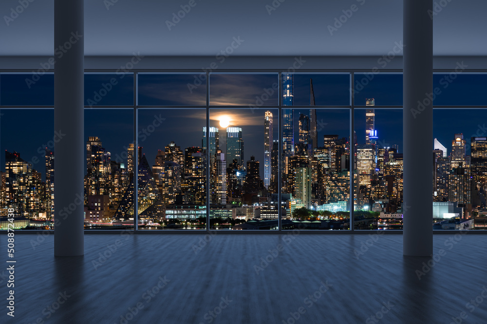 Midtown New York City Manhattan Skyline Buildings from High Rise Window ...
