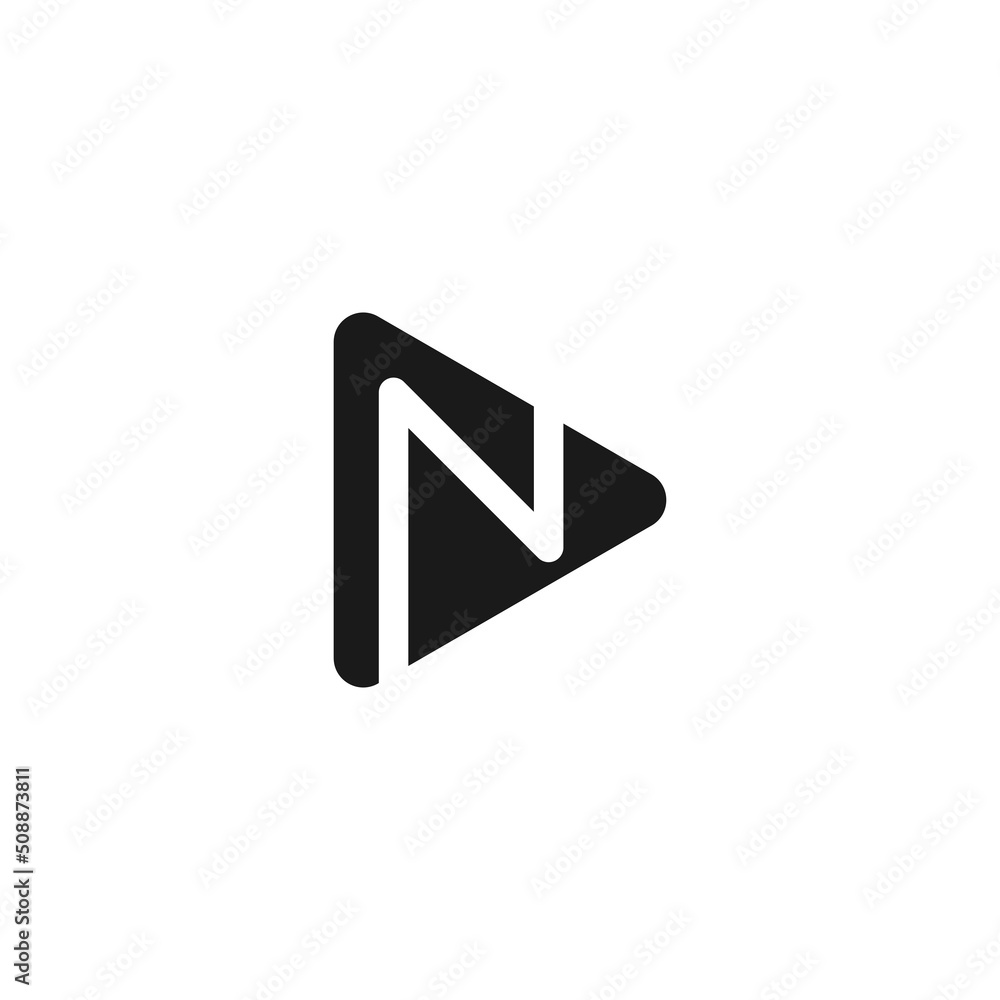 Letter N and play button for music logo design vector illustration ...