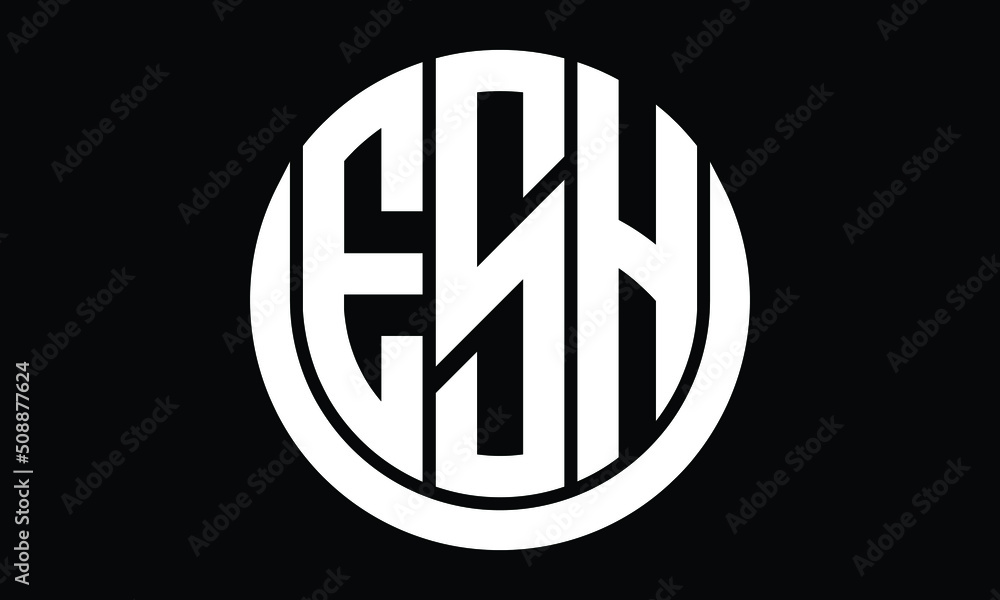 ESH shield in circle logo design vector template. monogram logo ...