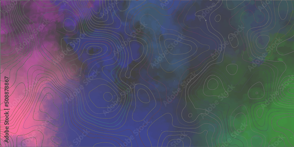 Trendy modern background and texture. Topographic multicolored linear ...