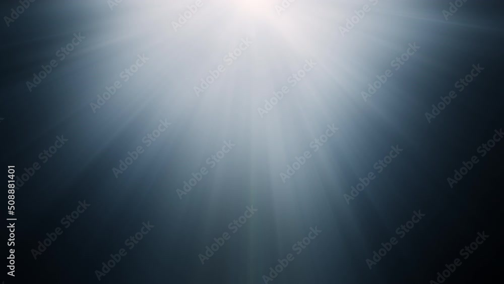 4K 3D Looped top shine light rays on blue background animation motion ...
