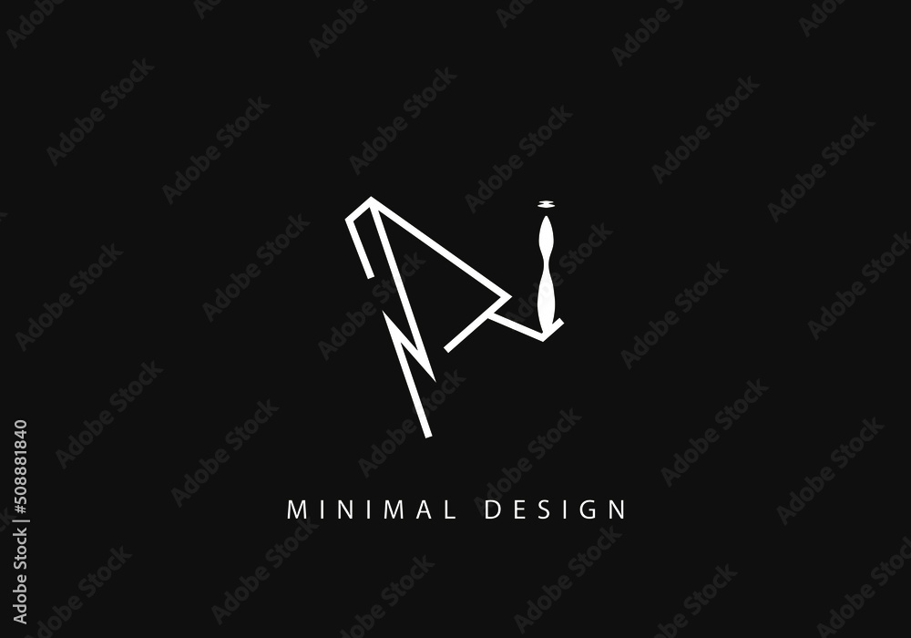 Alphabet letter AI logo design line art Stock Vector | Adobe Stock