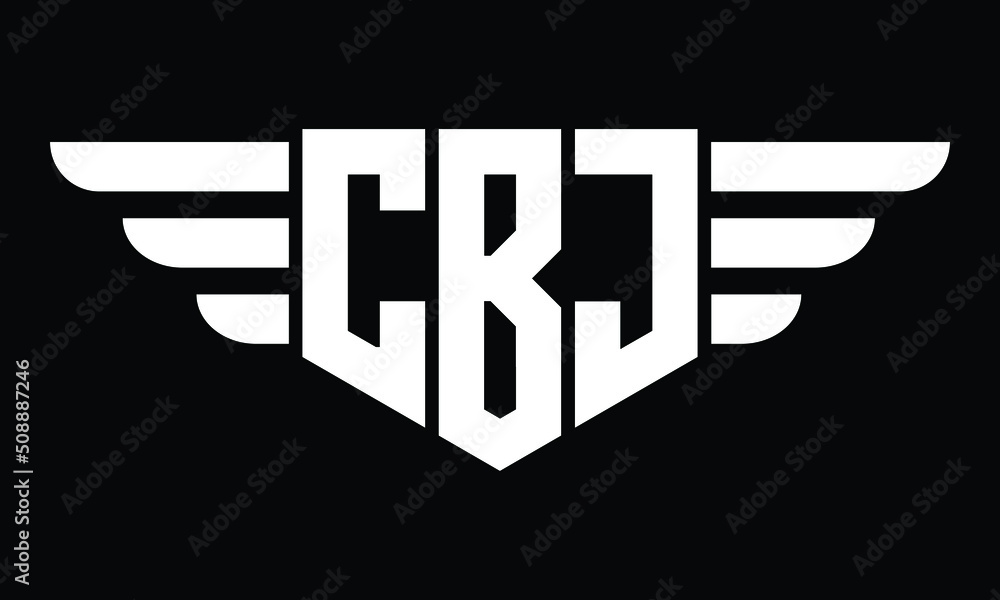 CBJ three letter logo, creative wings shape logo design vector template. letter mark, wordmark ...