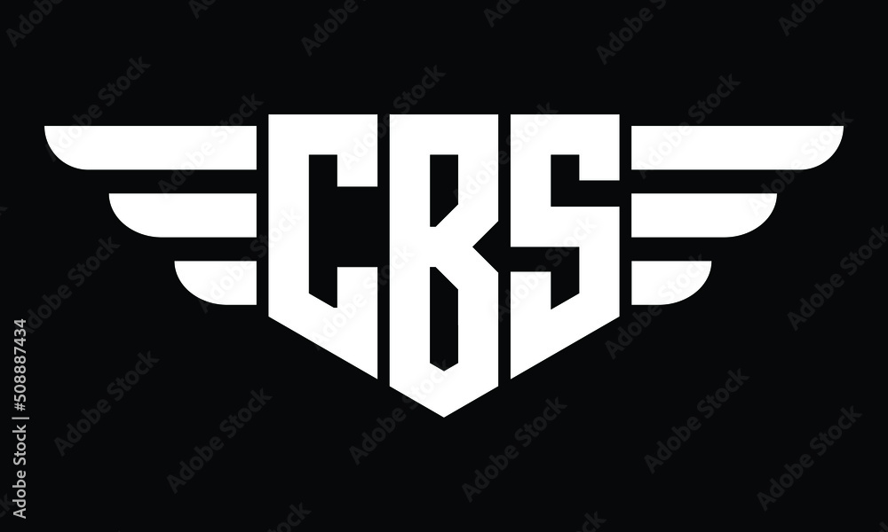 CBS three letter logo, creative wings shape logo design vector template ...