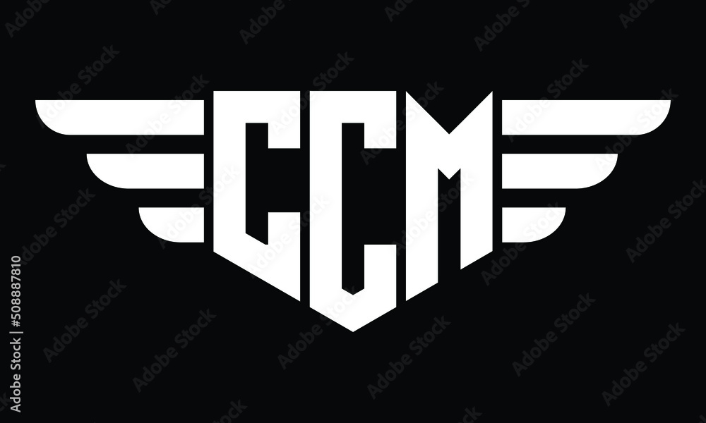 CCM three letter logo, creative wings shape logo design vector template ...