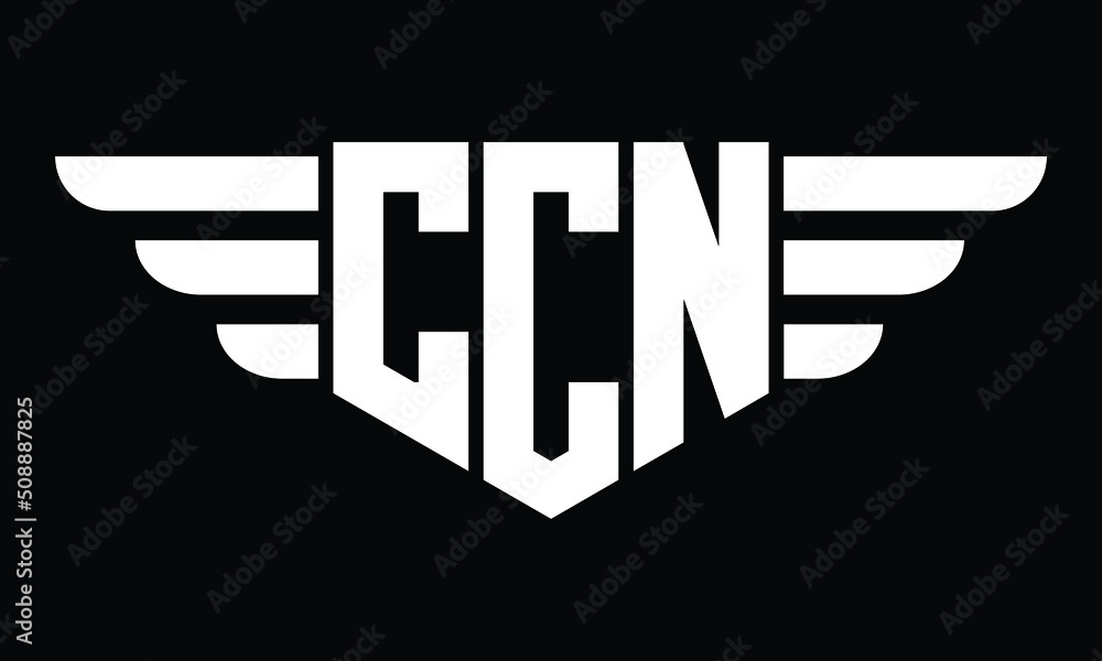 CCN three letter logo, creative wings shape logo design vector template ...