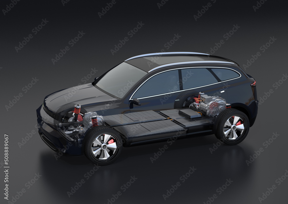 Electric SUV(Generic design) with battery packs composited in ...