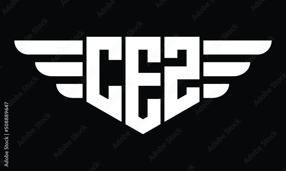 Vecteur Stock CEZ three letter logo, creative wings shape logo design ...