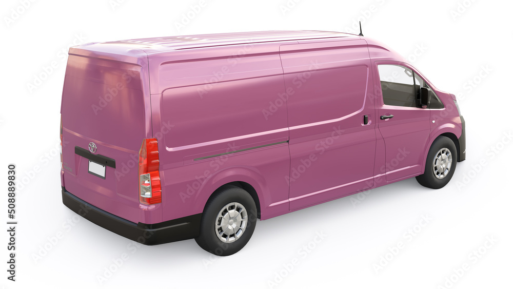 Tokyo, Japan. April 12, 2022: Toyota Hiace. Pink commercial van for ...