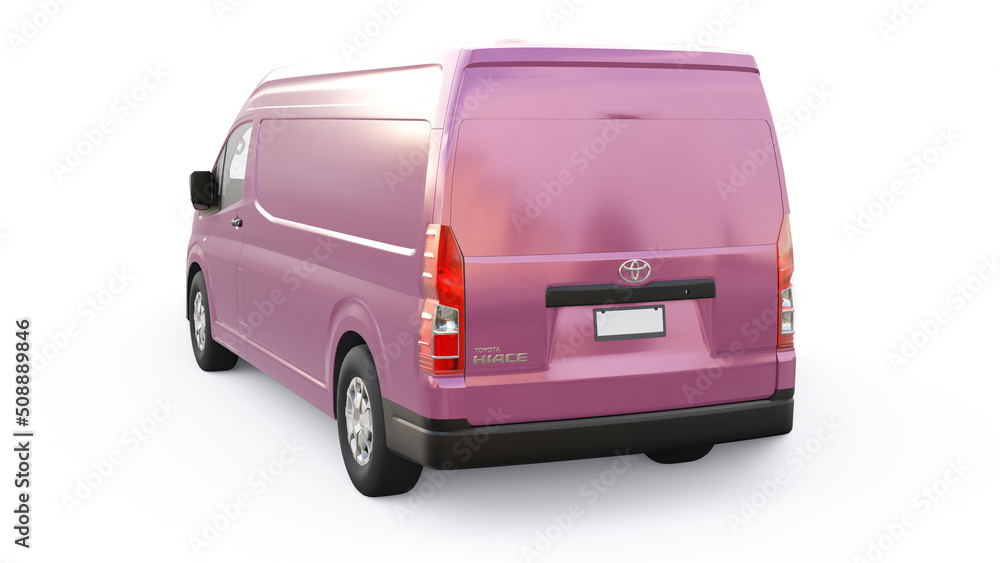 Tokyo, Japan. April 12, 2022: Toyota Hiace. Pink commercial van for ...