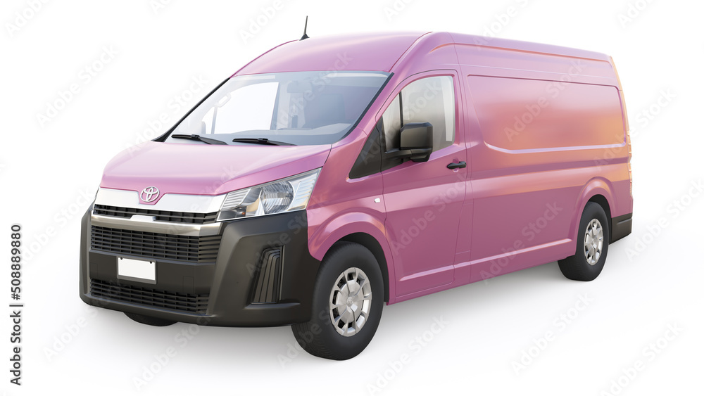 Tokyo, Japan. April 12, 2022: Toyota Hiace. Pink commercial van for ...
