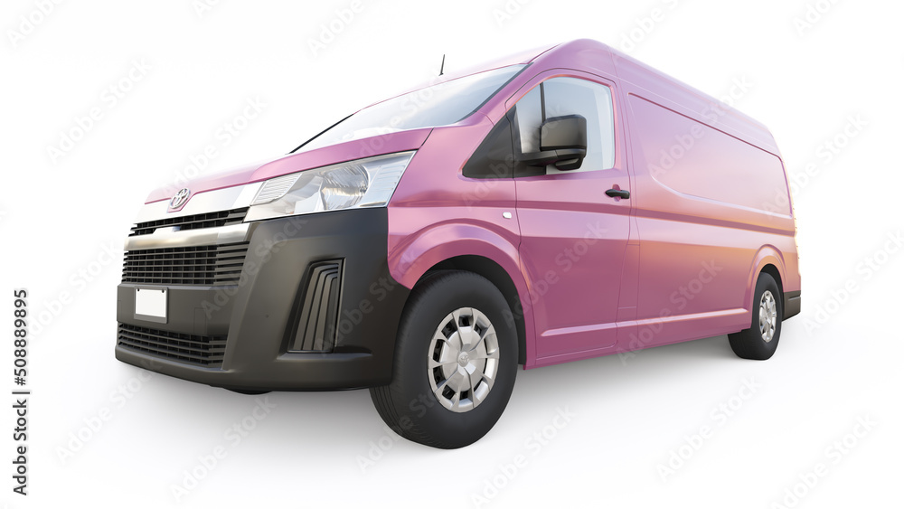 Tokyo, Japan. April 12, 2022: Toyota Hiace. Pink commercial van for ...