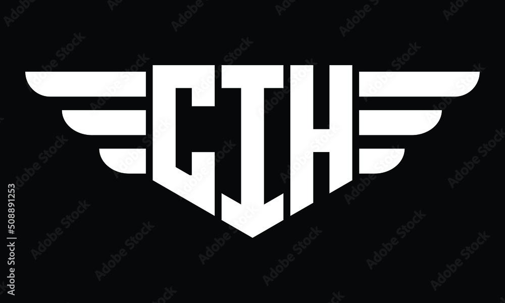 CIH three letter logo, creative wings shape logo design vector template ...