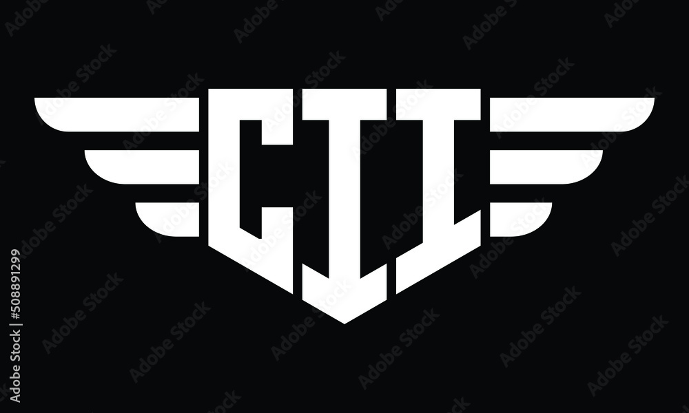 CII three letter logo, creative wings shape logo design vector template ...