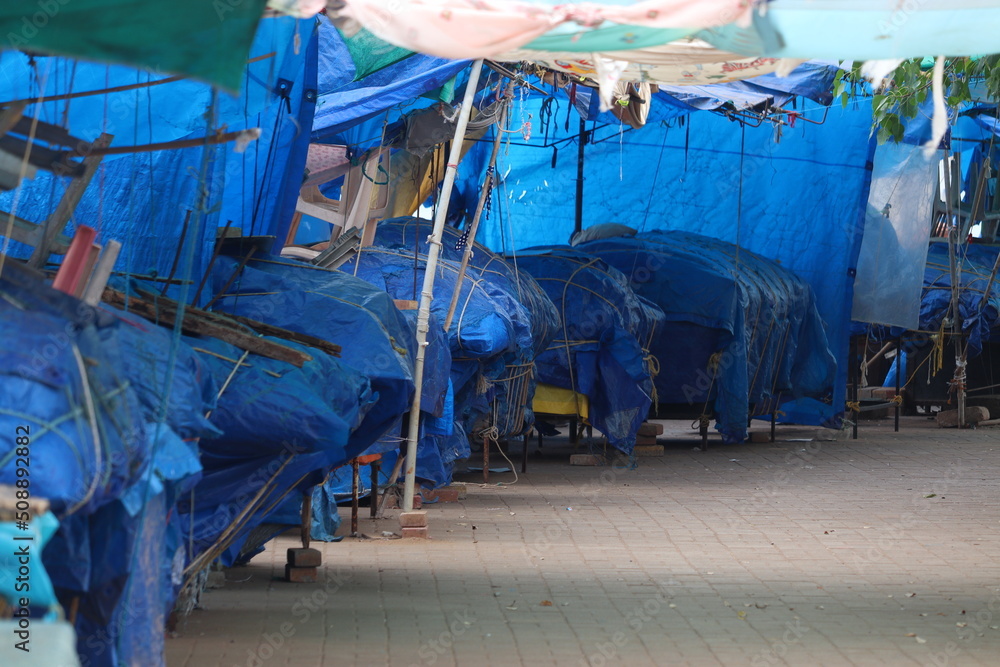 Empty shopping streets has been closed due covid restriction in India ...