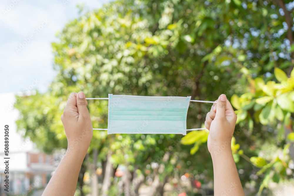 No more mask concept say goodbye to surgical mask after covid pandemic ...