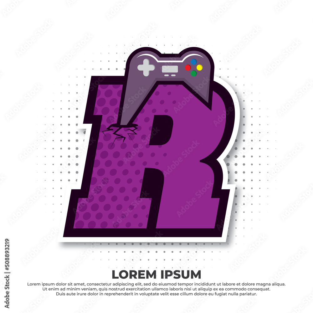 Letter R with game icon, Gaming Console Esport Logo Designs with pop ...