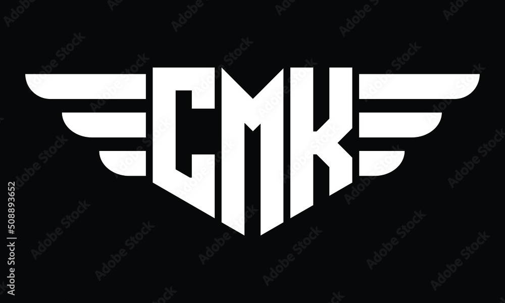 CMK three letter logo, creative wings shape logo design vector template ...
