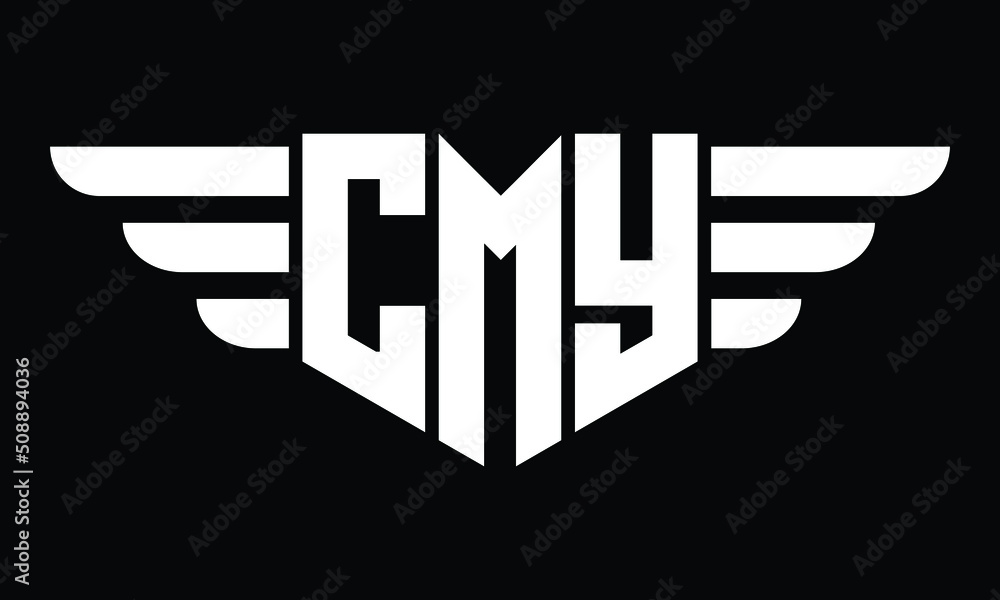 CMY three letter logo, creative wings shape logo design vector template ...