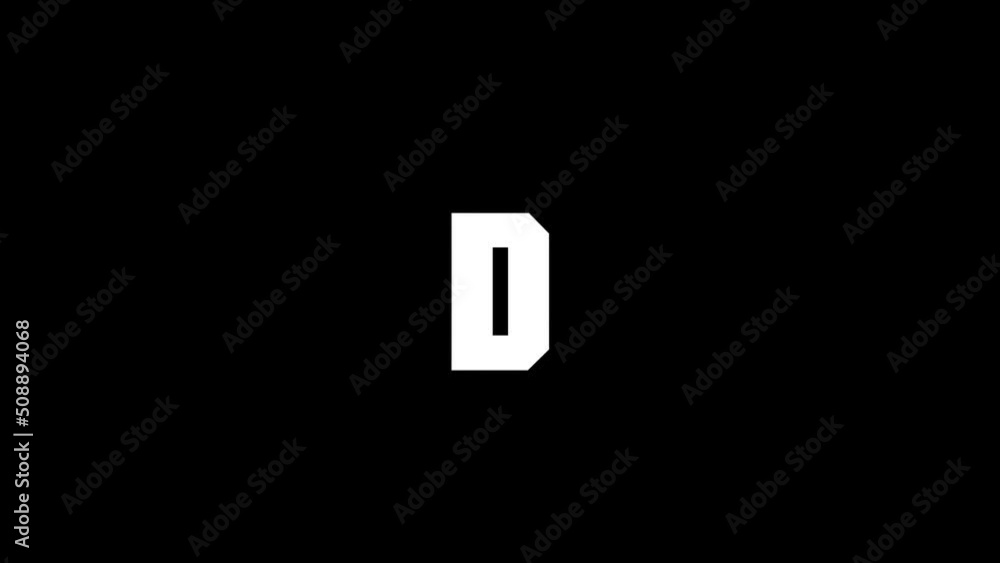 White picture of D on a black background. american alphabet. english ...