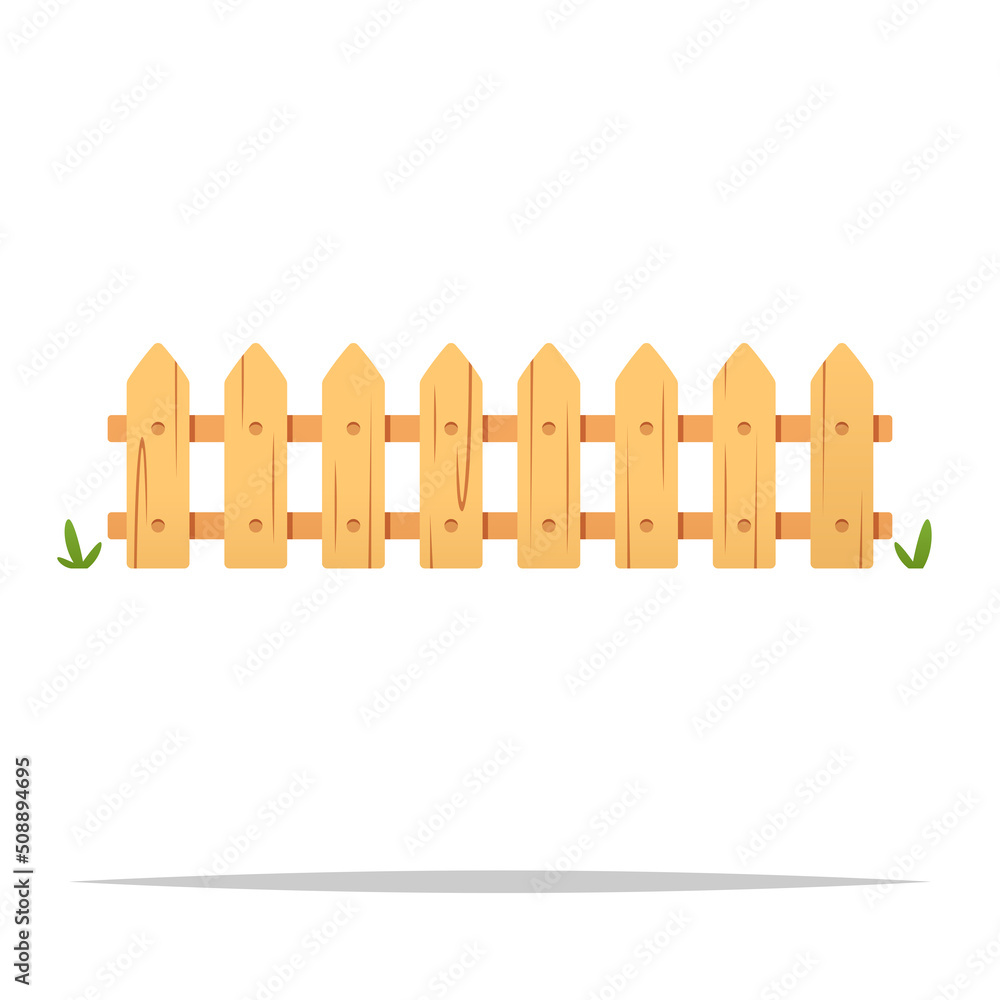 Wooden picket fence vector isolated illustration Stock Vector | Adobe Stock