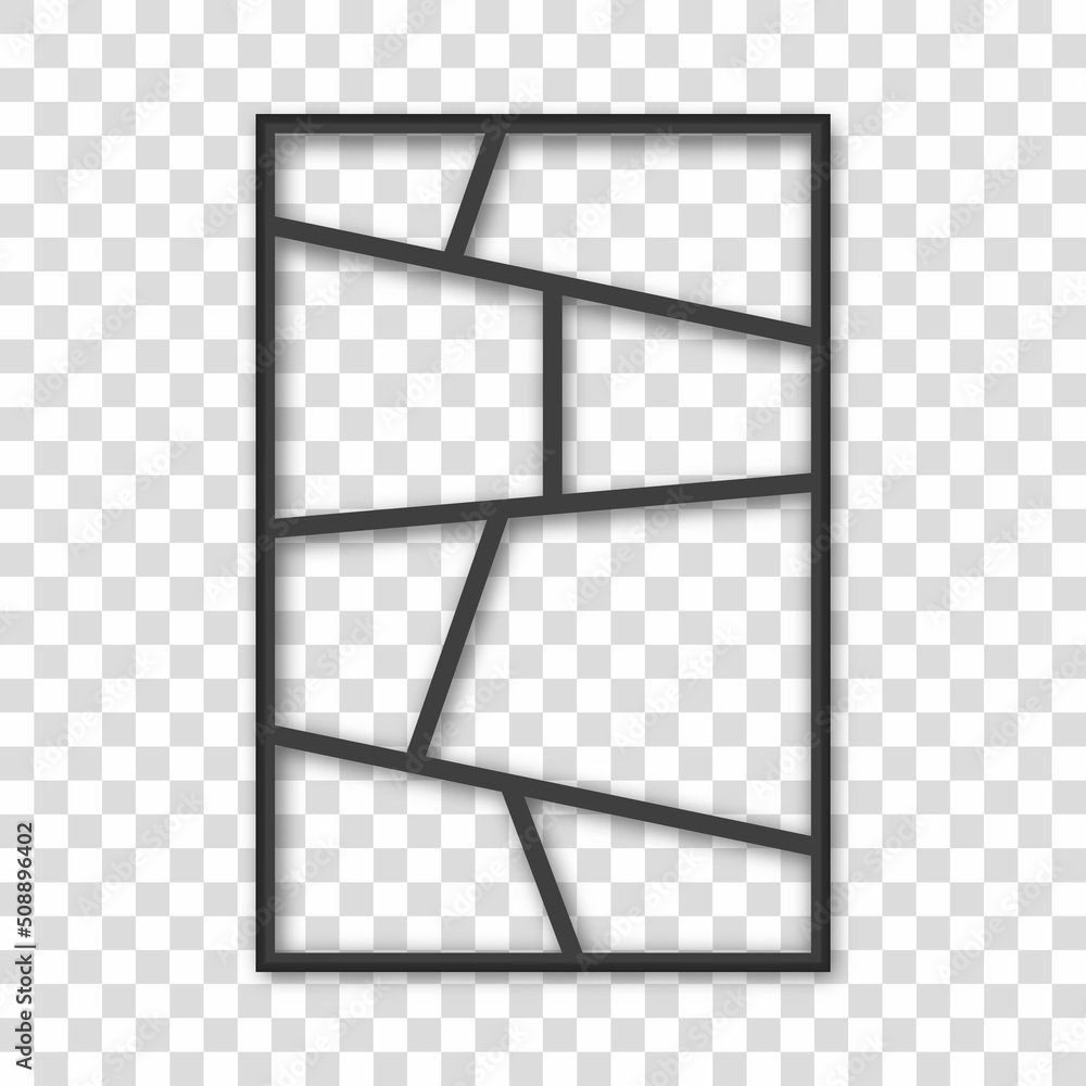 Black photo frame on a transparent background. Photo collage of square ...