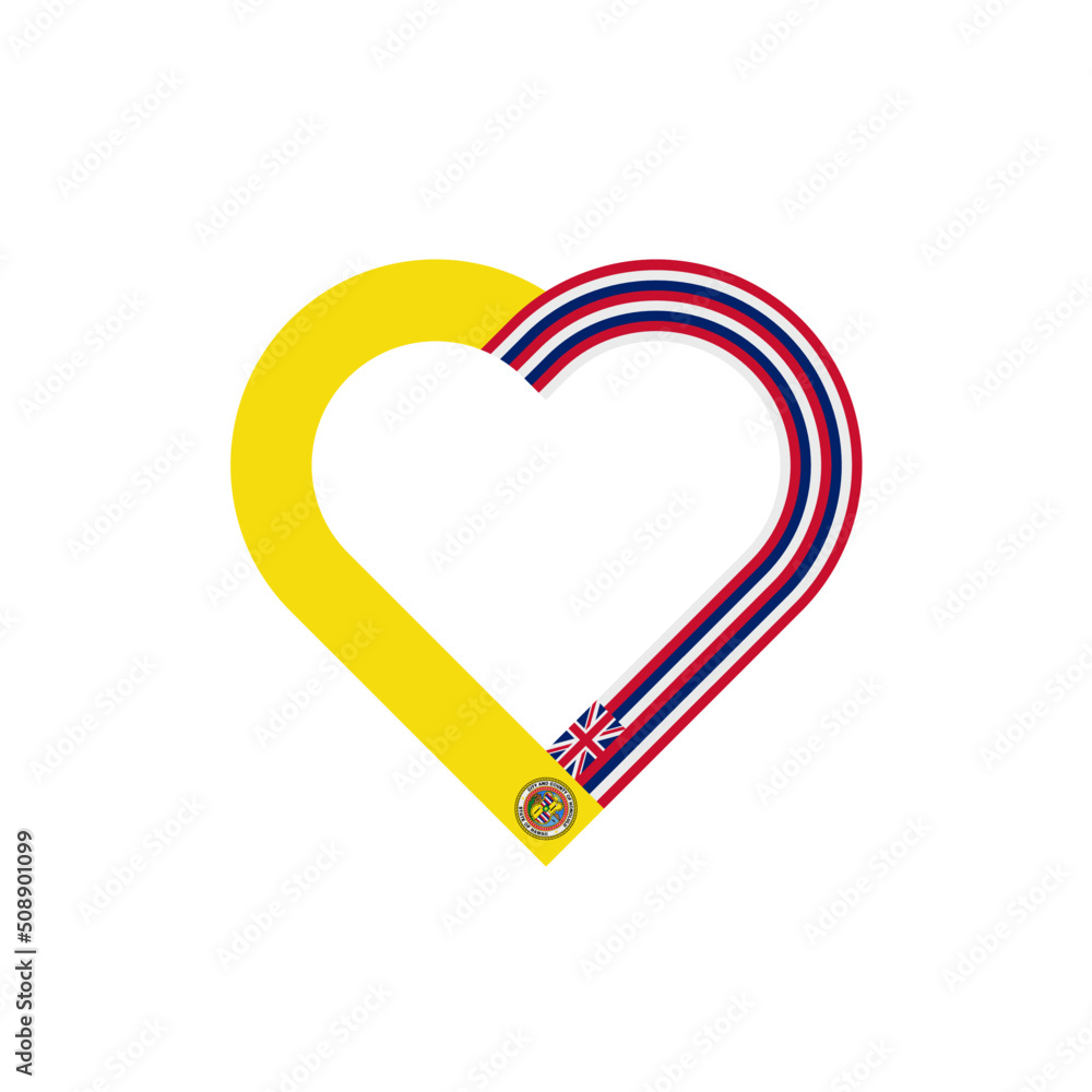 unity concept. heart ribbon icon of honolulu and hawaii flags. vector ...