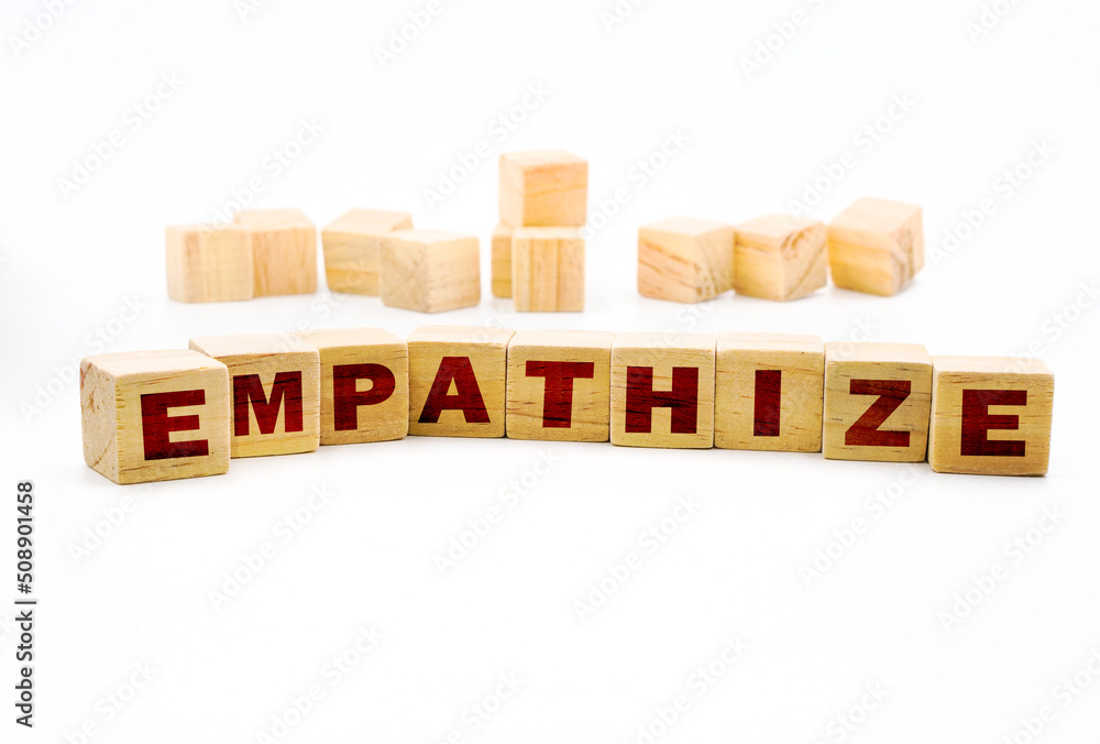 wooden cube box in wording Empathize that is the first step of Design ...