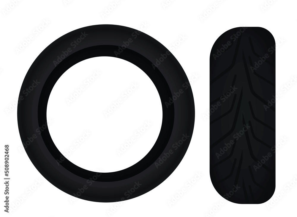 Motorcycle tires front and side view. vector illustration Stock Vector ...