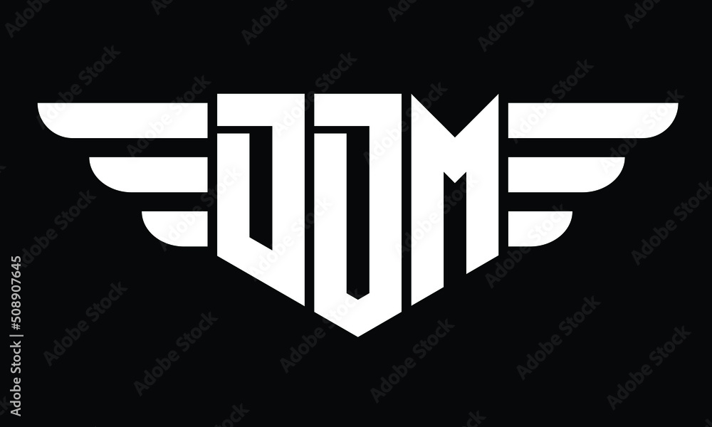 DDM three letter logo, creative wings shape logo design vector template ...