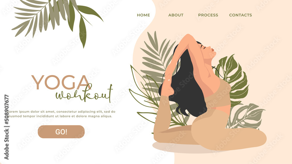 Web page template for yoga school, studio. Modern design for a website ...