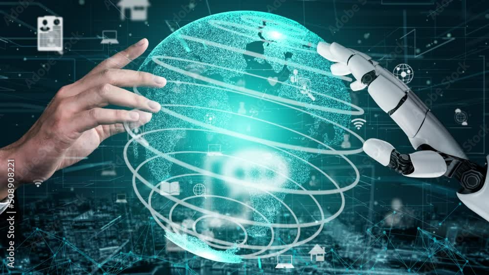 Futuristic robot artificial intelligence revolutionary AI technology ...