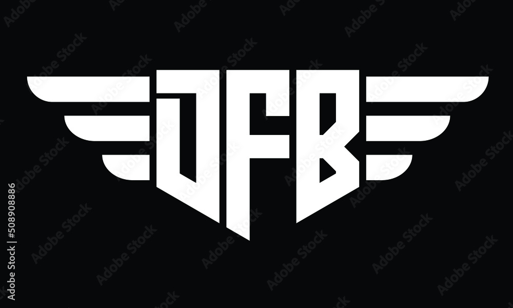 DFB three letter logo, creative wings shape logo design vector template ...