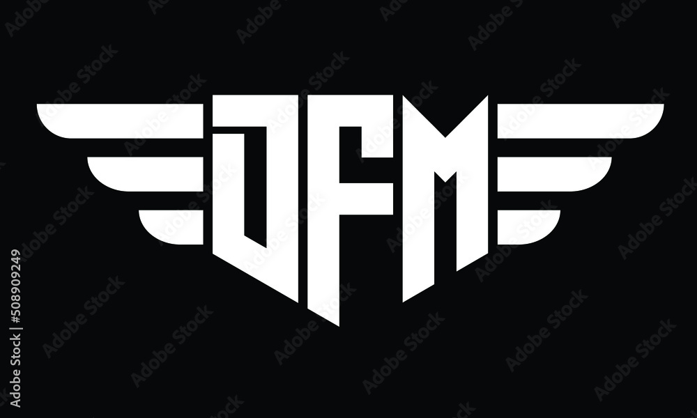 Vecteur Stock DFM three letter logo, creative wings shape logo design ...