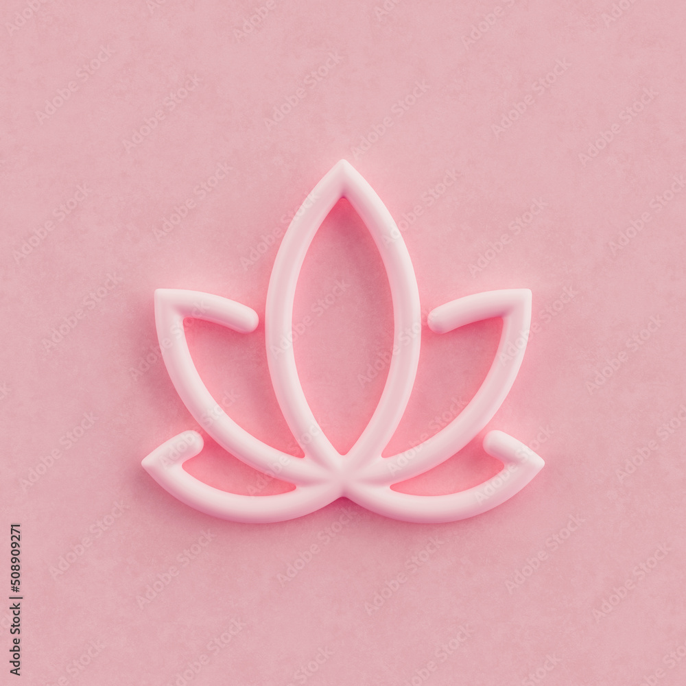 Single color beauty icon, pink color lotus flower 3D icon in pink ...