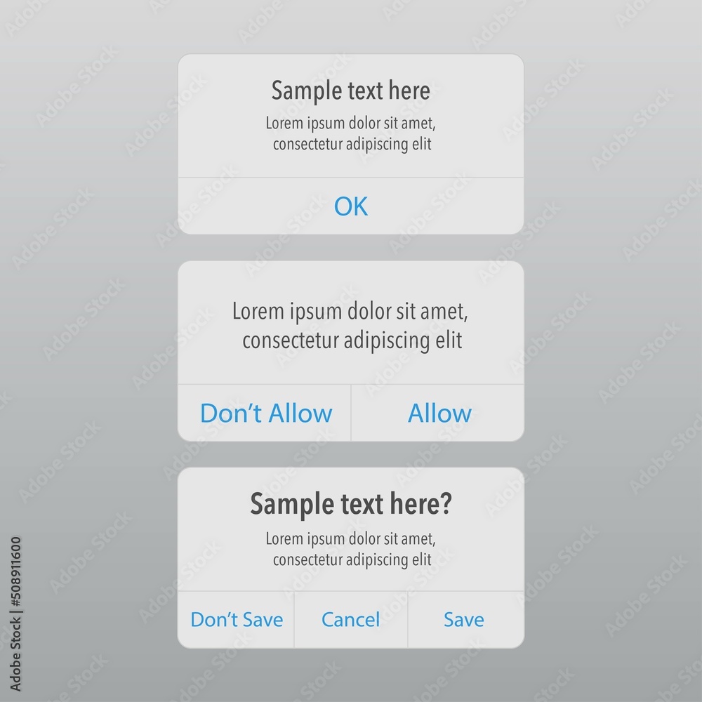 Sample information message set Stock Vector | Adobe Stock