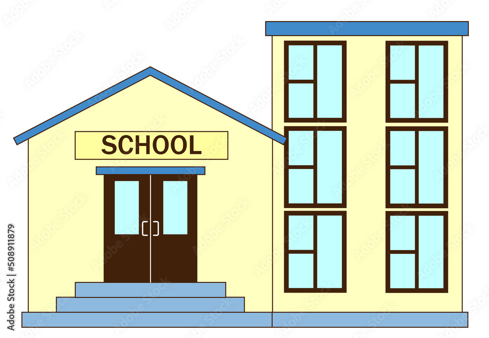 Back to school illustration cartoon style. Building design Stock Vector ...