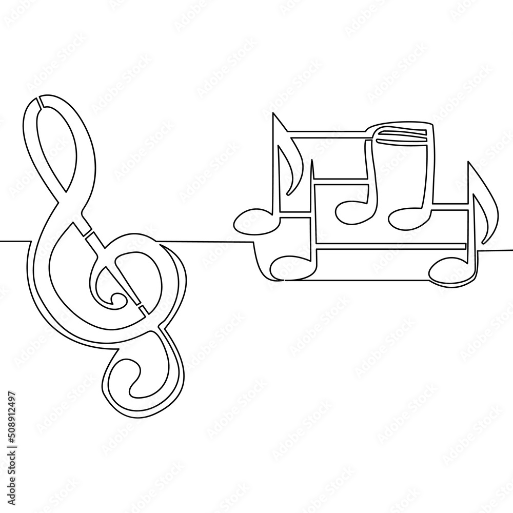 Continuous line drawing abstract music notes concept Stock Vector ...