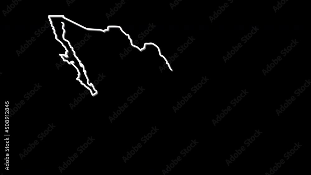 Mexico map, country territory outline self drawing animation. Line art ...