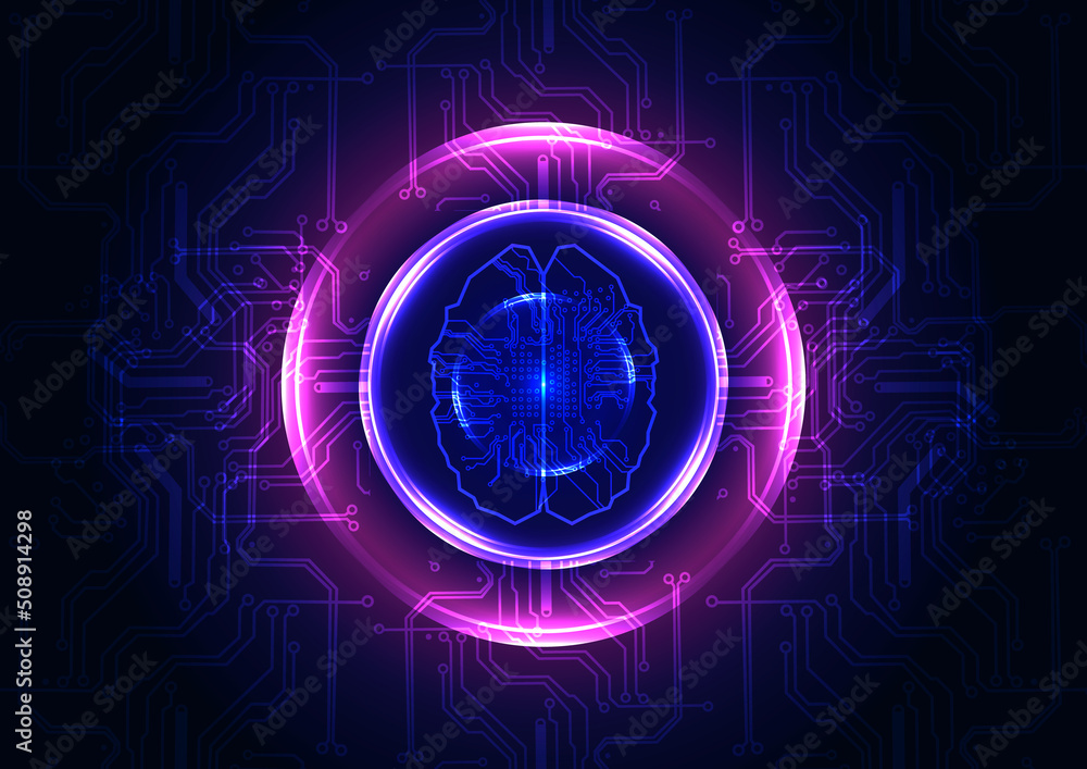 Abstract vector brain technology design background concept with brain ...