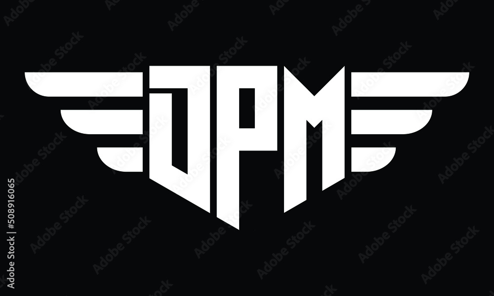 DPM three letter logo, creative wings shape logo design vector template ...